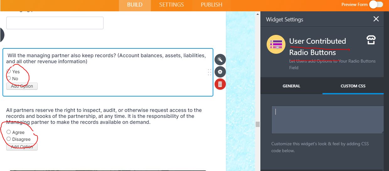 Radio Buttons Horizontally In User Contributed Radio Buttons Widget